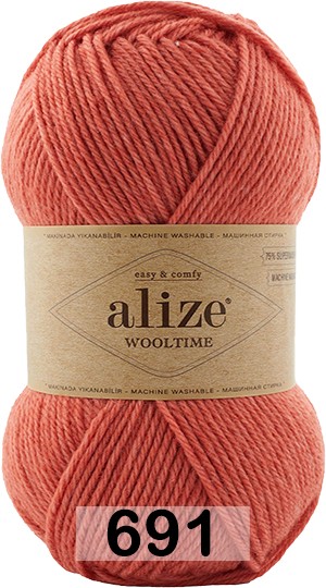 Пряжа Alize Wooltime 691 пыльный апельсин купить в Москве, цены в интернет-магазине Yarn-Sale
